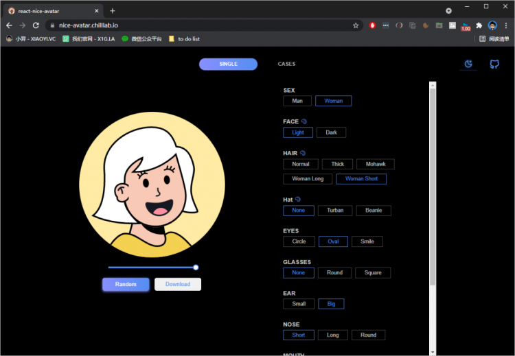 [在线] React nice avatar - 卡通头像在线生成 - 小羿